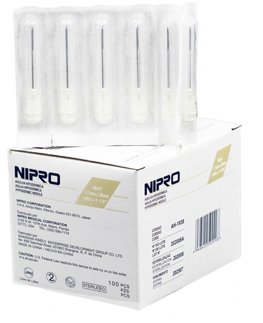 Aguja Hipodérmica 22GX1-1/2 Nipro