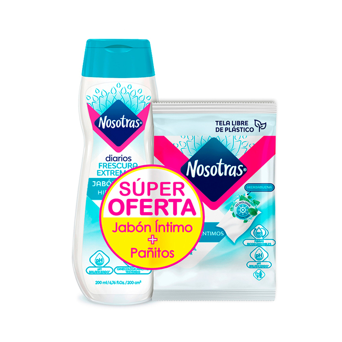 JABON INTIMO NOSOTRAS FX150 ML+PAÑITOS INTIMOS FRESCURA EXTREMA X 10 UND(PRODUCTOS FAMILIA ...