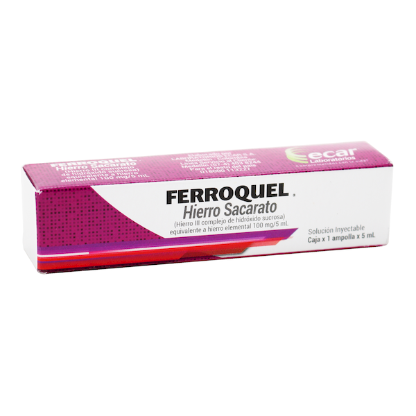 Ferroquel Hierro Sacarato Inyectable 100mg/5ml