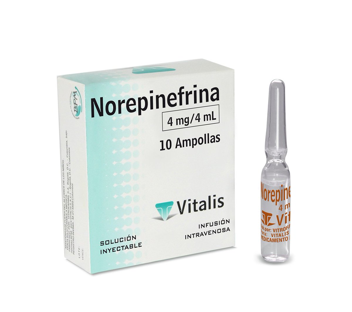 Norepinefrina Ampollas 4mg/4ml Vitalis