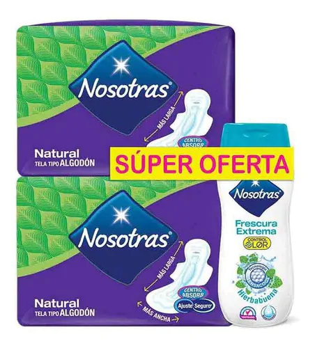 TOALLA NOSOTRAS BUENAS NOCHES 2 PQX 10 UND + JABON INTIMO FX 130ML(PRODUCTOS FAMILIA) - Ecofarma