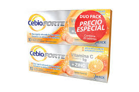 CEBION FORTE VITAMINA C 1 G EFERVESCENTE NARANJA X 10 TABL X 2 UND PACK ...