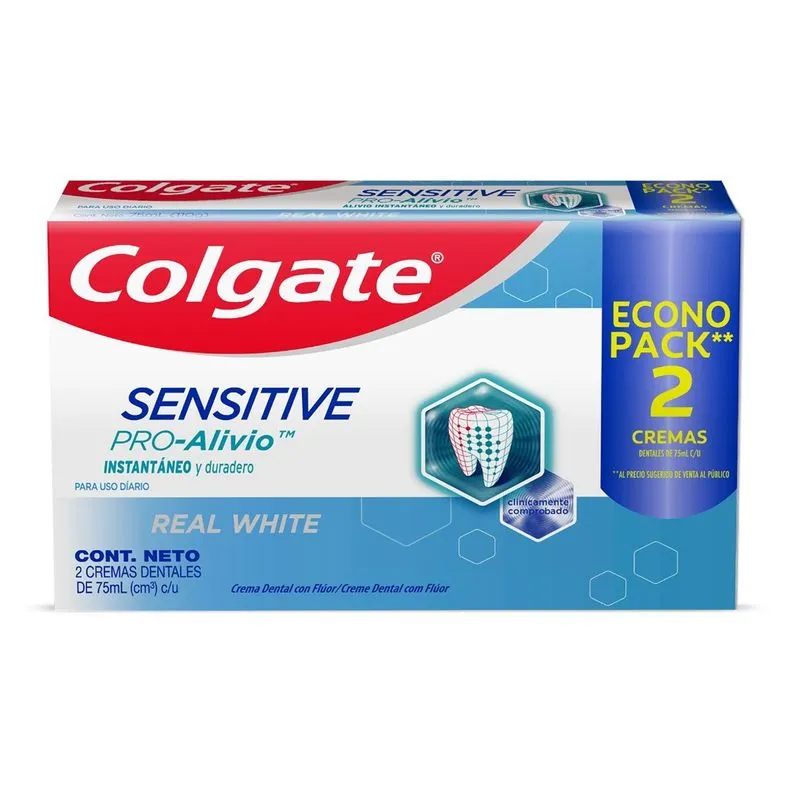 CREMA DENTAL COLGATE SENSITIVE PRO-ALIVIO REAL WHITE X 75 ML 2 ...