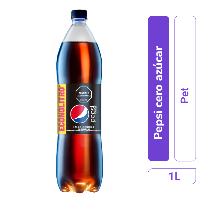 GASEOSA PEPSI CERO BOTELLA X 1 LT - EcoFarma
