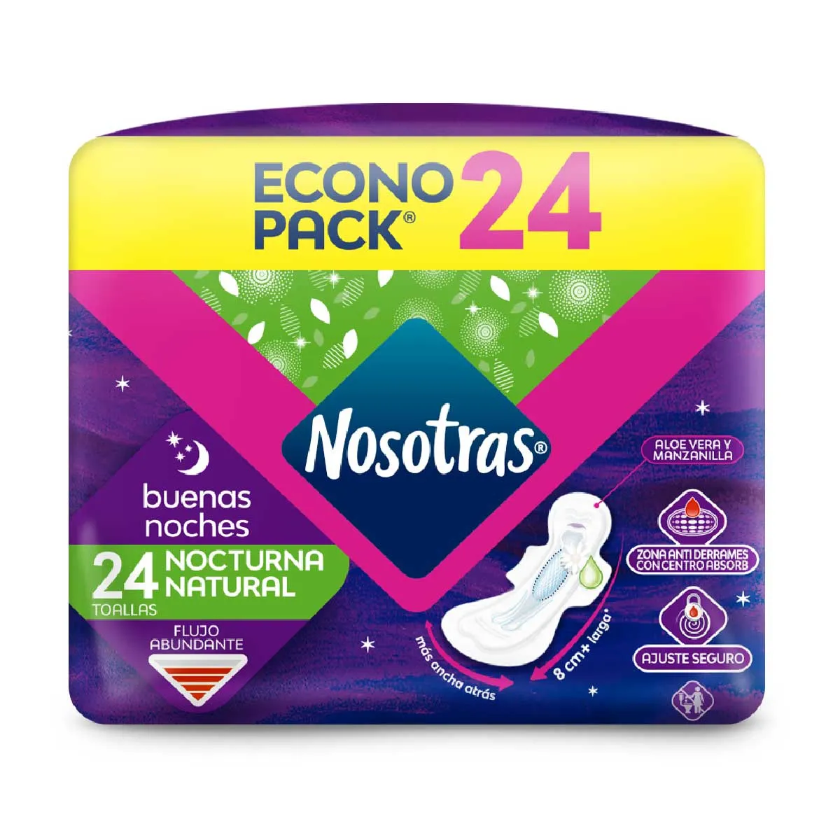 TOALLAS NOSOTRAS NOCTURNA NATURAL ALOE VERA ALAS X 24 UND - EcoFarma