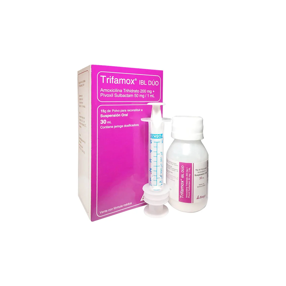 TRIFAMOX IBL DUO AMOXICILINA/SULBACTAM 200/50 MG X 60 ML - EcoFarma