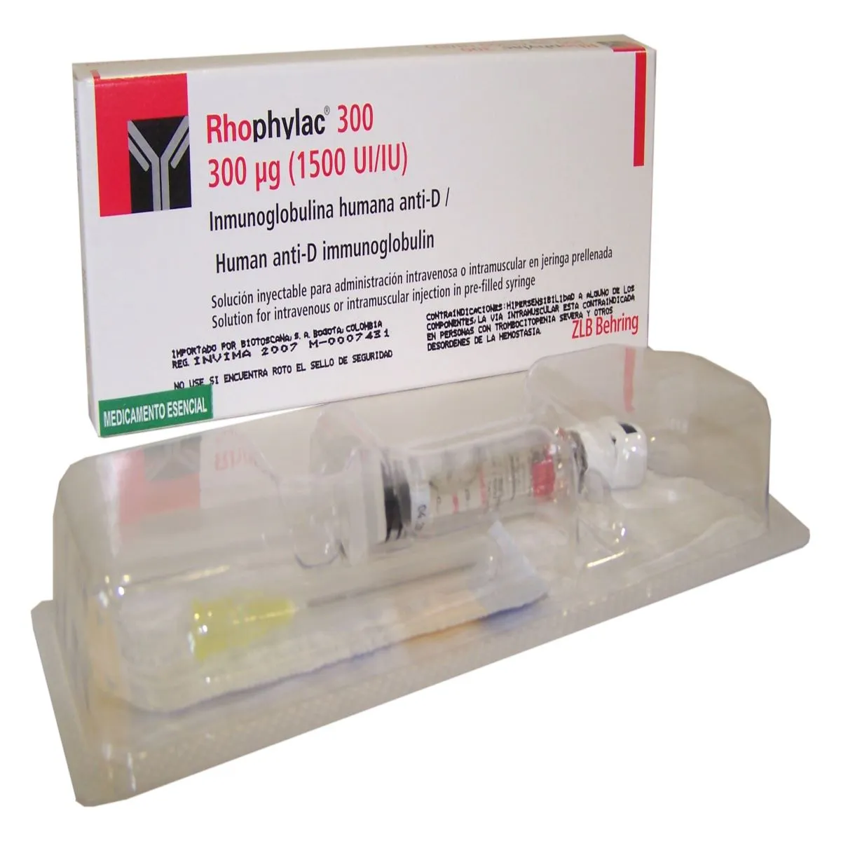 RHOPHYLAC Inmunoglobulina Anti-D 300 mcg x 2 ml