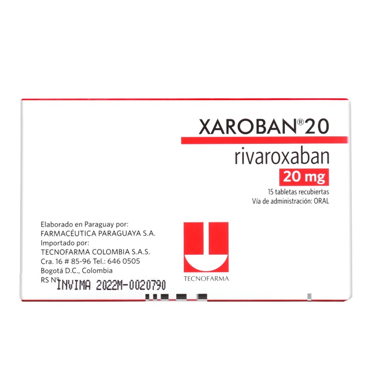Xaroban Rivaroxaban 15 mg Anticoagulante Efectivo